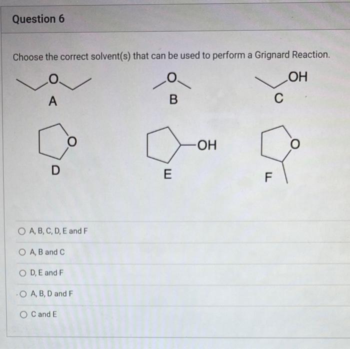 Solved Choose the correct solvent(s) that can be used to | Chegg.com