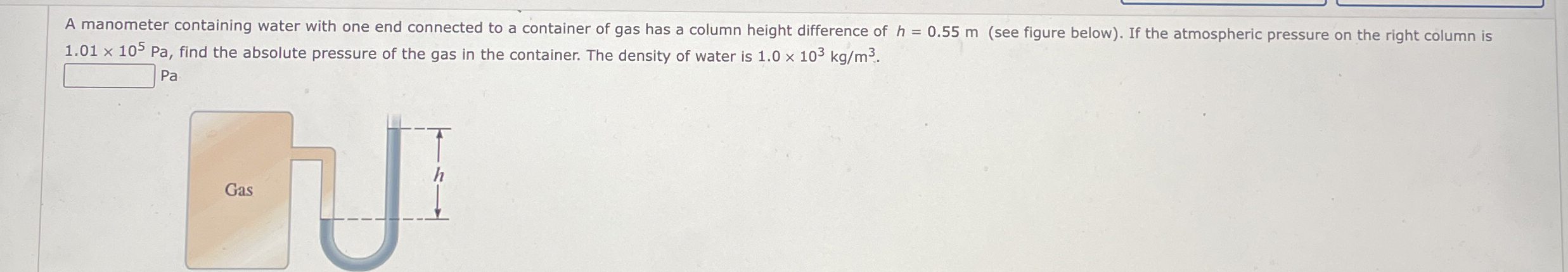 Solved A manometer containing water with one end connected | Chegg.com