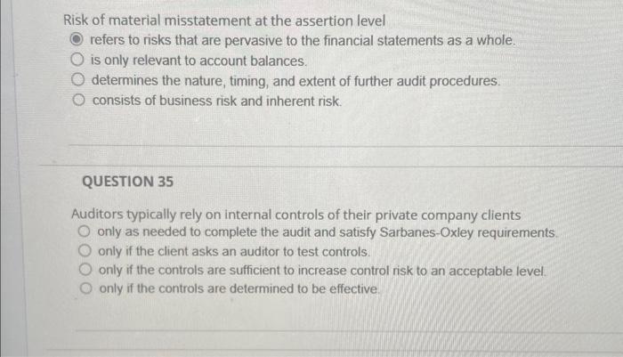 Solved Risk of material misstatement at the assertion level | Chegg.com