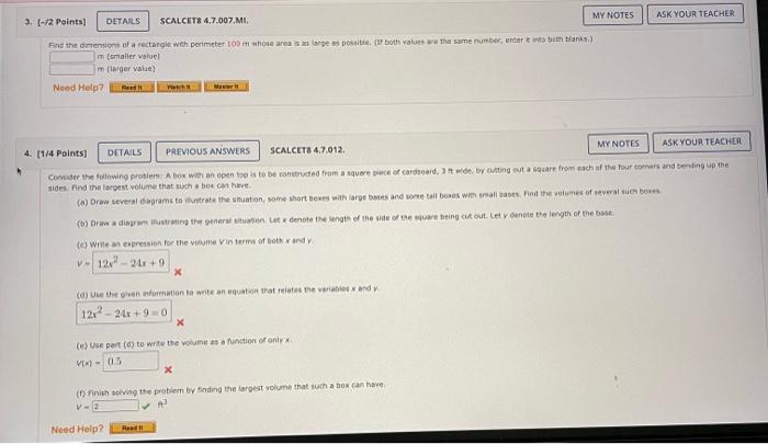 Solved MY NOTES ASK YOUR TEACHER 3. (-12 points) DETAILS | Chegg.com