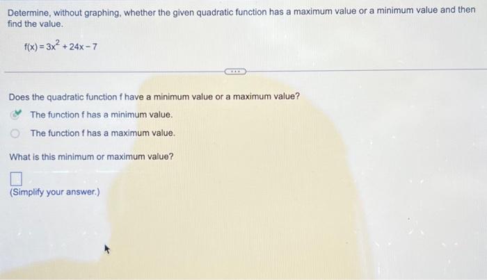 Solved Determine, without graphing, whether the given | Chegg.com