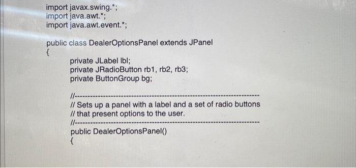 Solved (20 points) Write/complete the code for the JPanel | Chegg.com