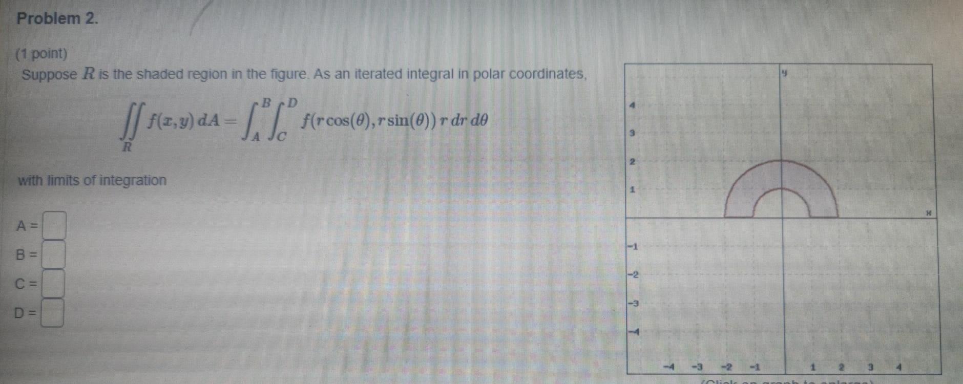 Solved Problem 2. (1 point) Suppose R is the shaded region | Chegg.com