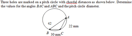 Solved Three holes are marked on a pitch circle with chordal | Chegg.com