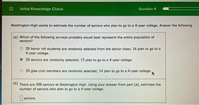 Solved Initial Knowledge Check Question 4 Washington High | Chegg.com