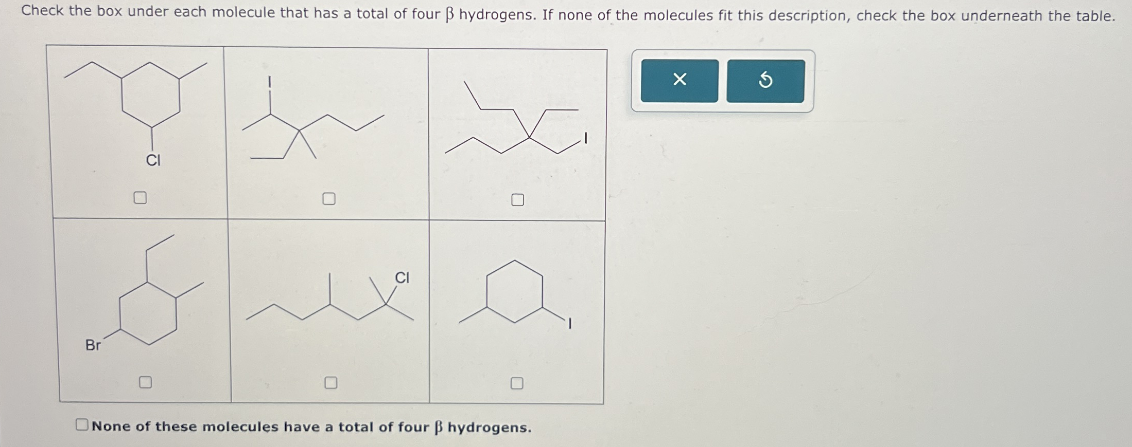 Solved Check the box under each molecule that has a total of | Chegg.com