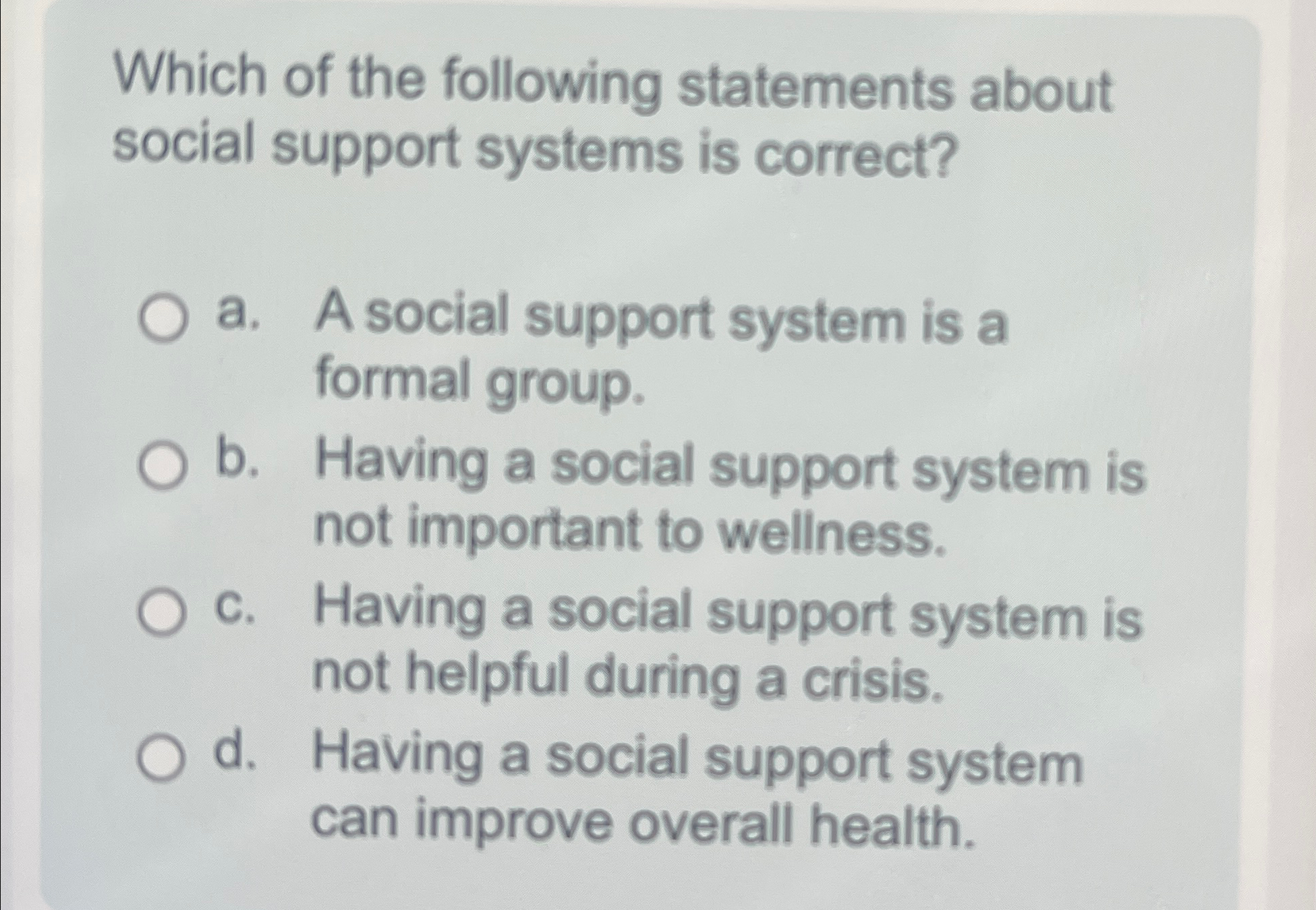 Solved Which of the following statements about social | Chegg.com