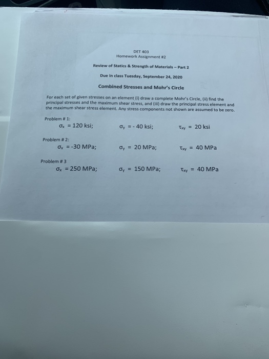 Solved DET 403 Homework Assignment N2 Review of Statics & | Chegg.com