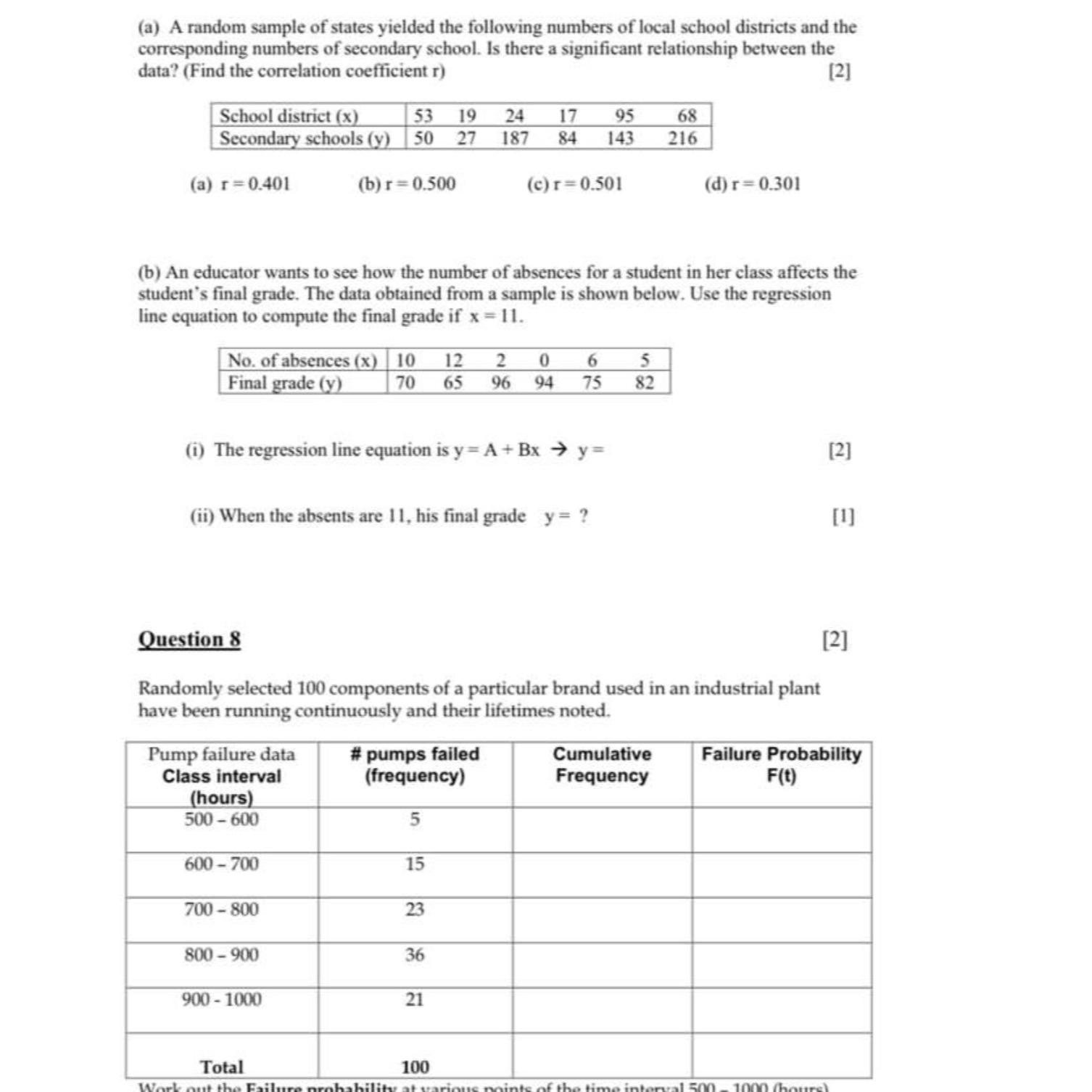 Solved (a) ﻿A random sample of states yielded the following | Chegg.com