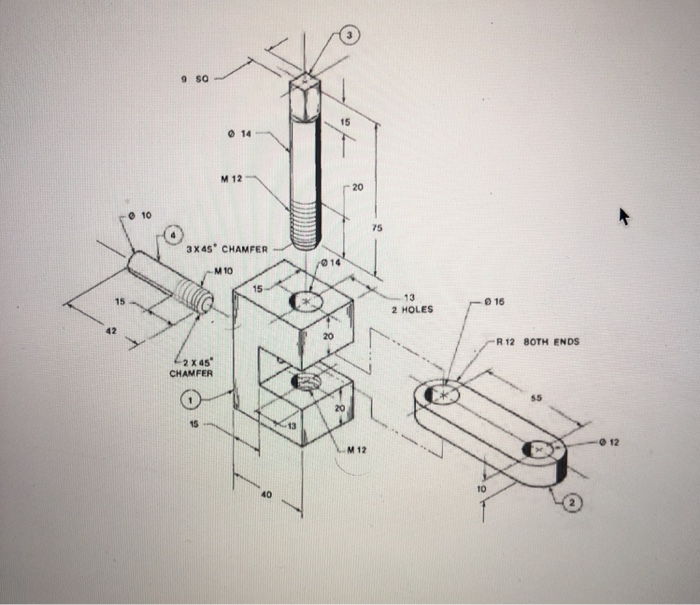 Solved 2. Redraw the two part views given below and also | Chegg.com
