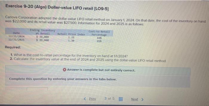 Solved Canova Corporation adopted the dollar-value LIFO | Chegg.com