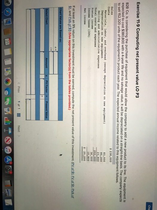 Solved Che Exercise 11-9 Computing net present value LO P3 | Chegg.com