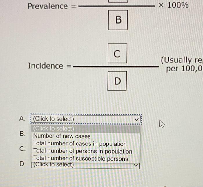 Solved Prevalence vs Incidence Formulas Place the text into | Chegg.com