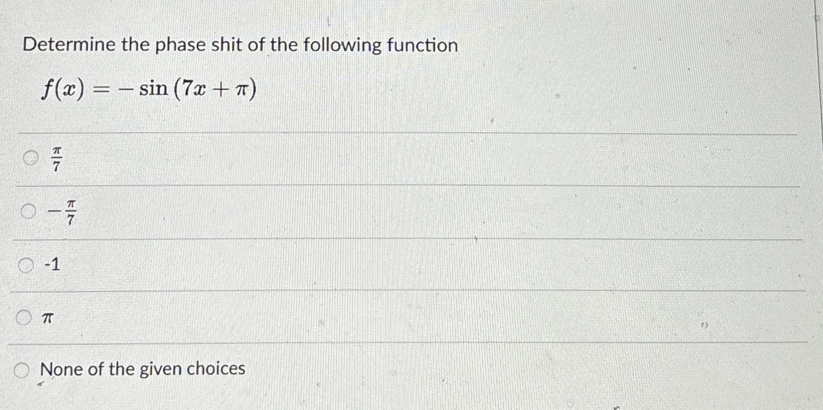Solved Determine the phase shit of the following | Chegg.com