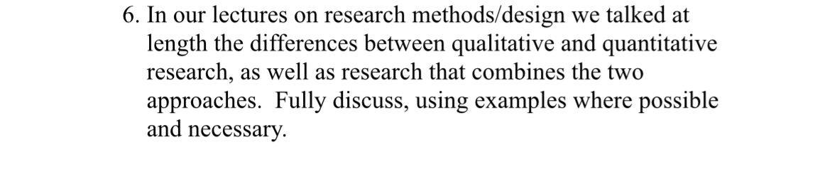 Solved In our lectures on research methods/design we talked | Chegg.com