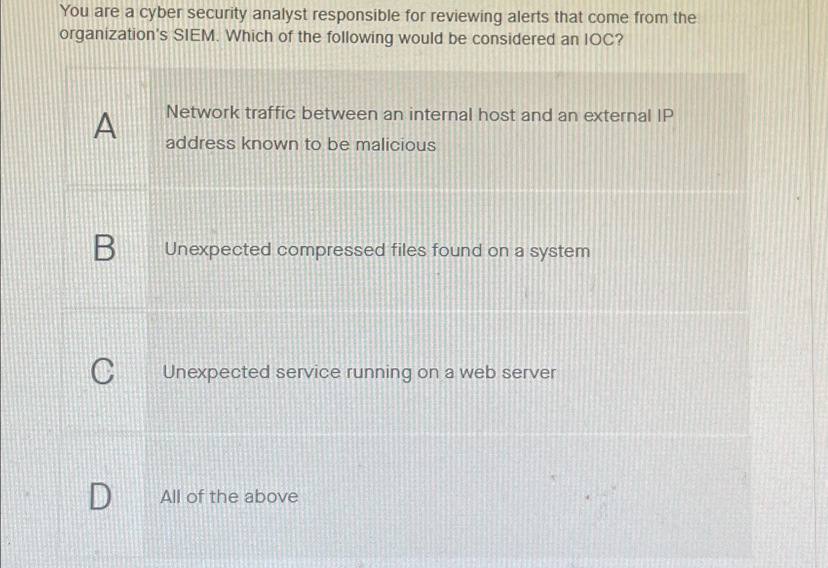 Solved You are a cyber security analyst responsible for | Chegg.com