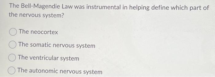 Solved The Bell-Magendie Law was instrumental in helping | Chegg.com