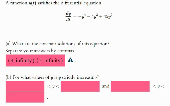 Solved A function y(t) ﻿satisfies the differential | Chegg.com