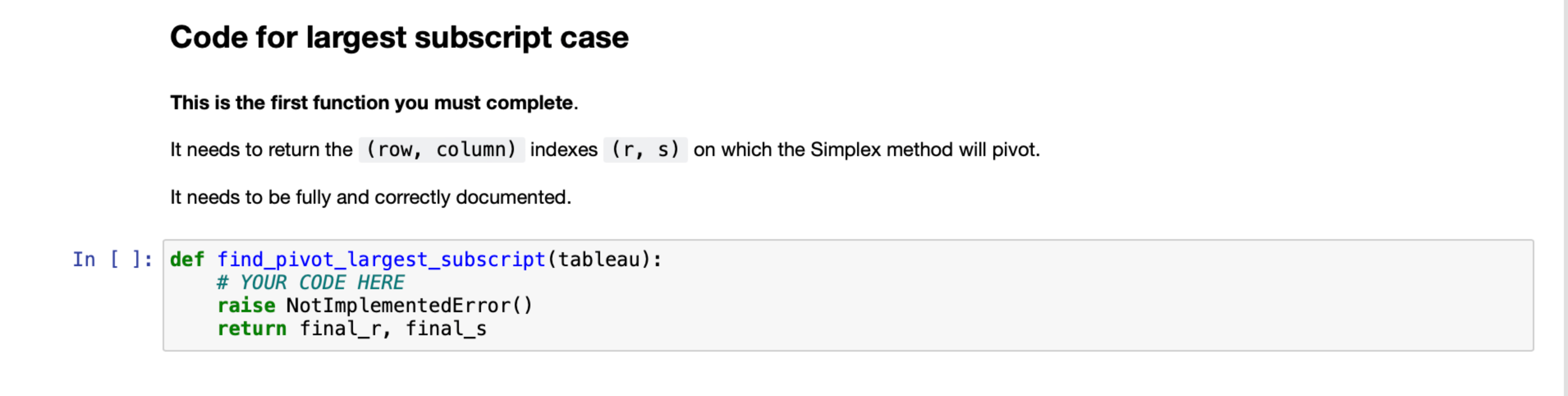 Solved Code for largest subscript caseThis is the first | Chegg.com