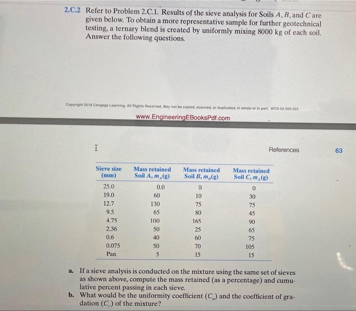 Solved 2.C.2 Refer to Problem 2.C.1. Results of the sieve | Chegg.com