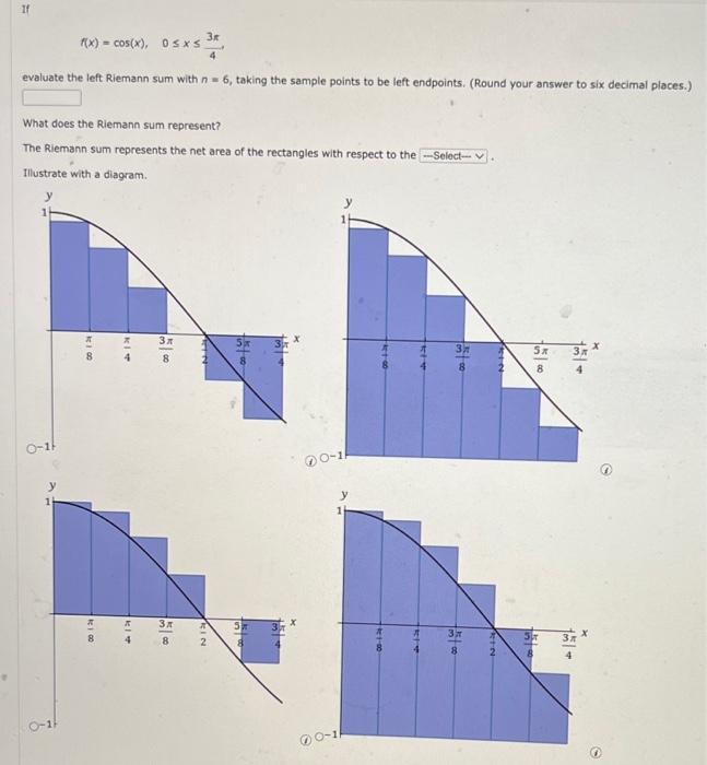 Solved f(x)=cos(x),0≤x≤43x evaluate the left Riemann sum | Chegg.com