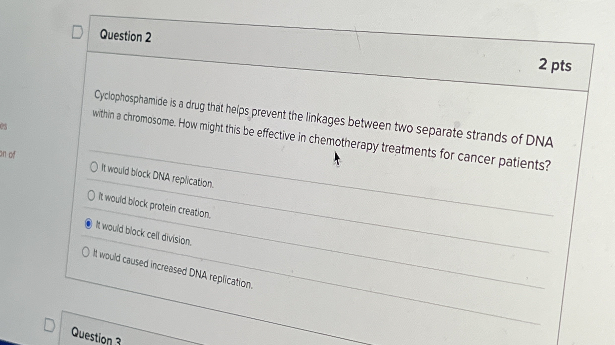 Solved Question 22 ﻿ptsCyclophosphamide is a drug that helps | Chegg.com