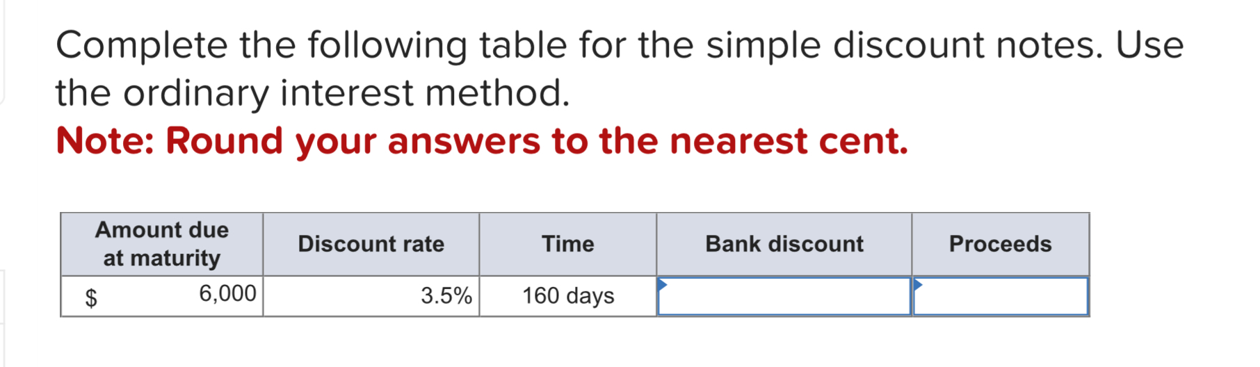 Solved Complete the following table for the simple discount | Chegg.com