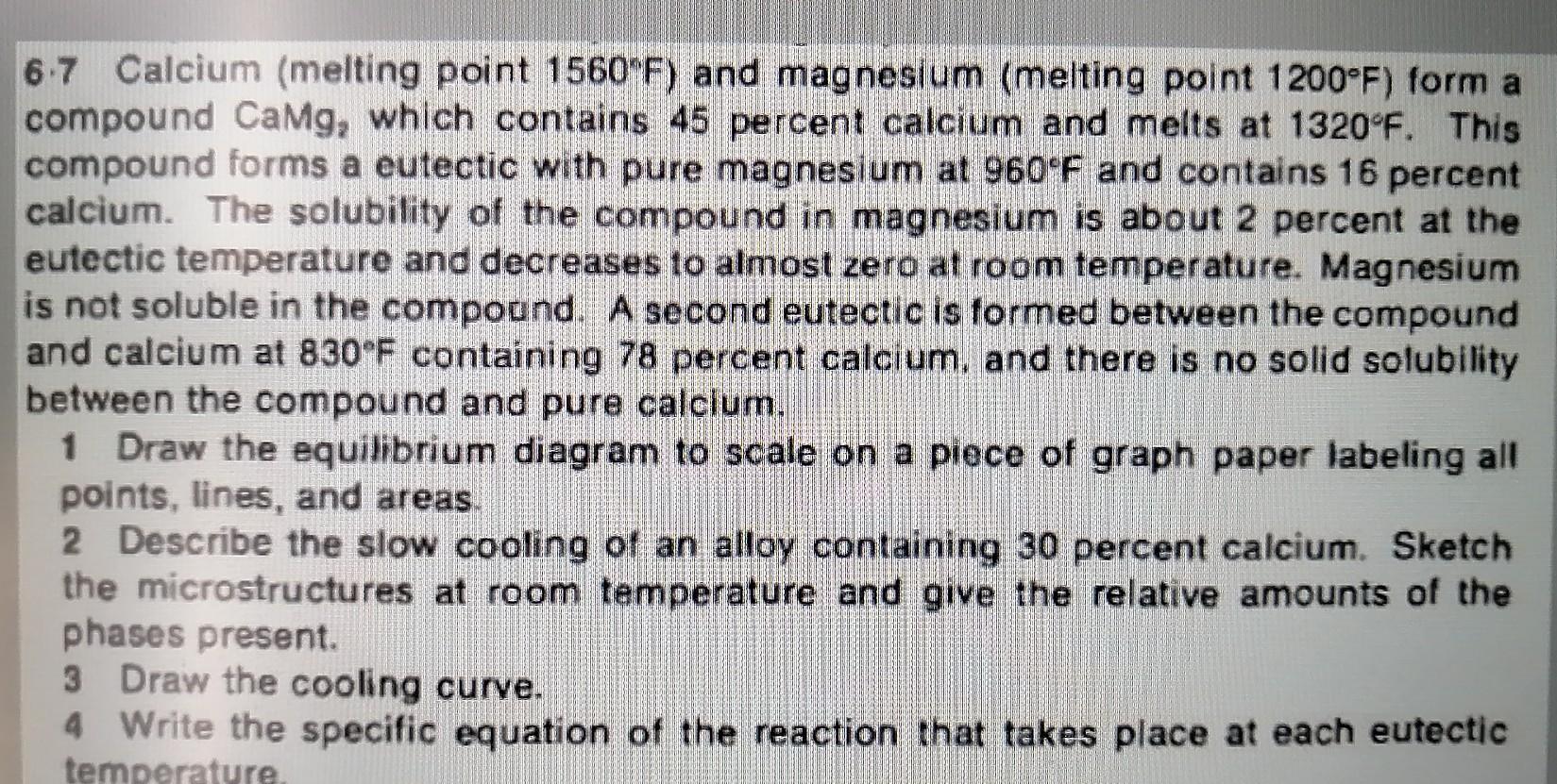 Solved 67 Calcium (melting point 1560"F) and magnesium | Chegg.com