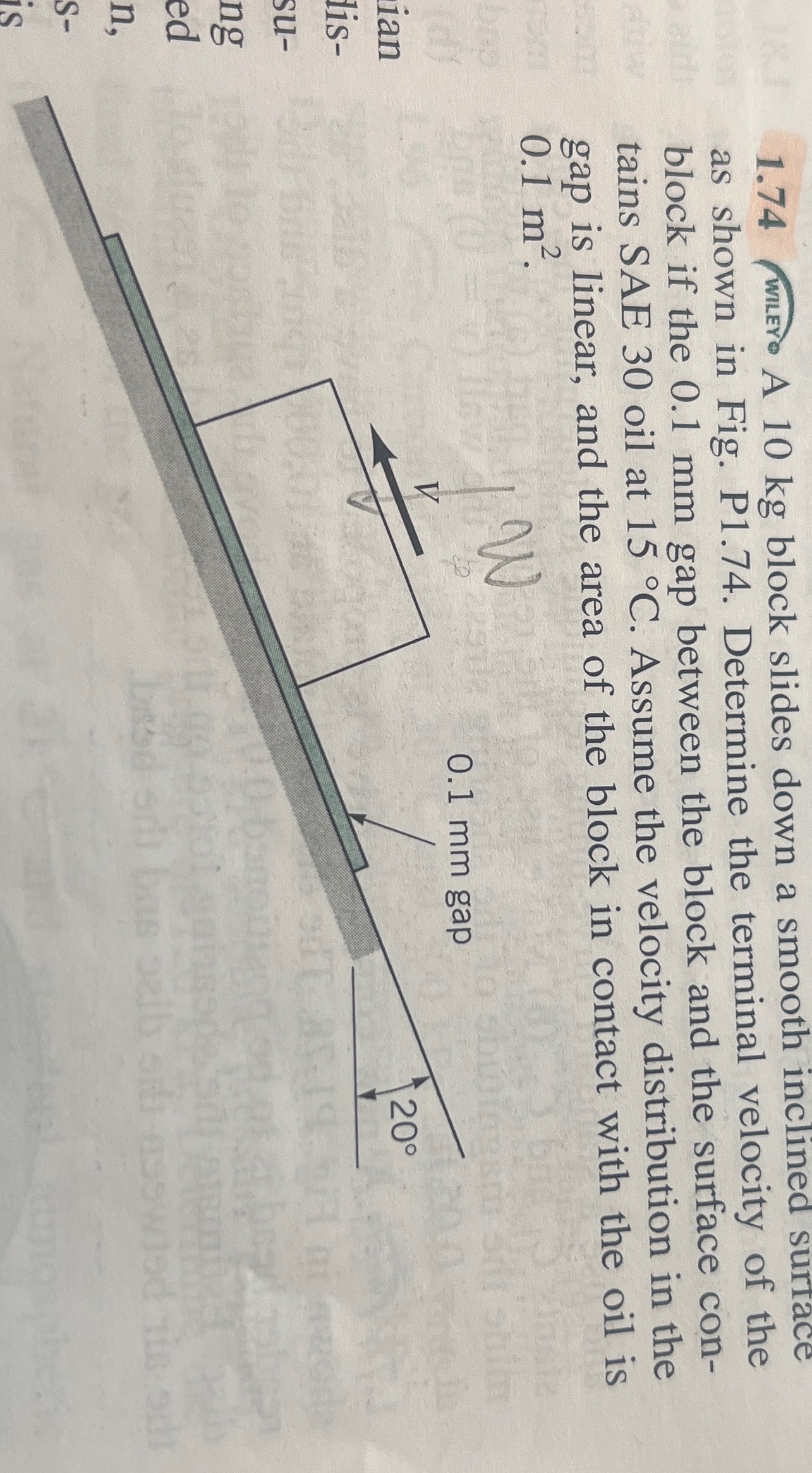 Solved 1.74 ﻿Whtero A 10kg ﻿block slides down a smooth | Chegg.com