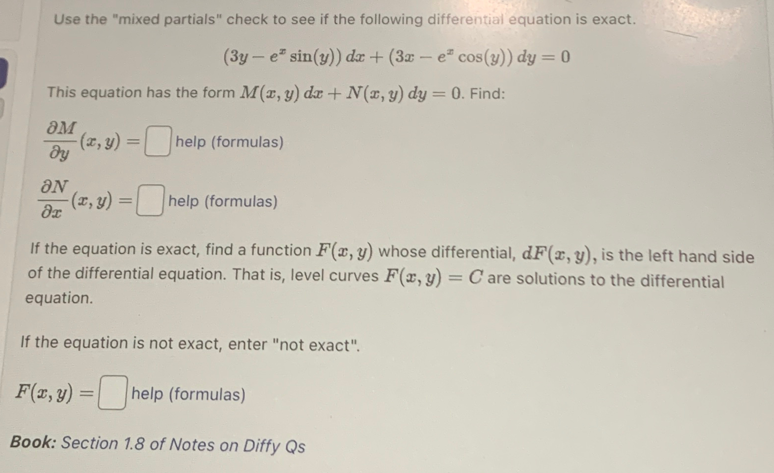 Use the "mixed partials" check to see if the | Chegg.com
