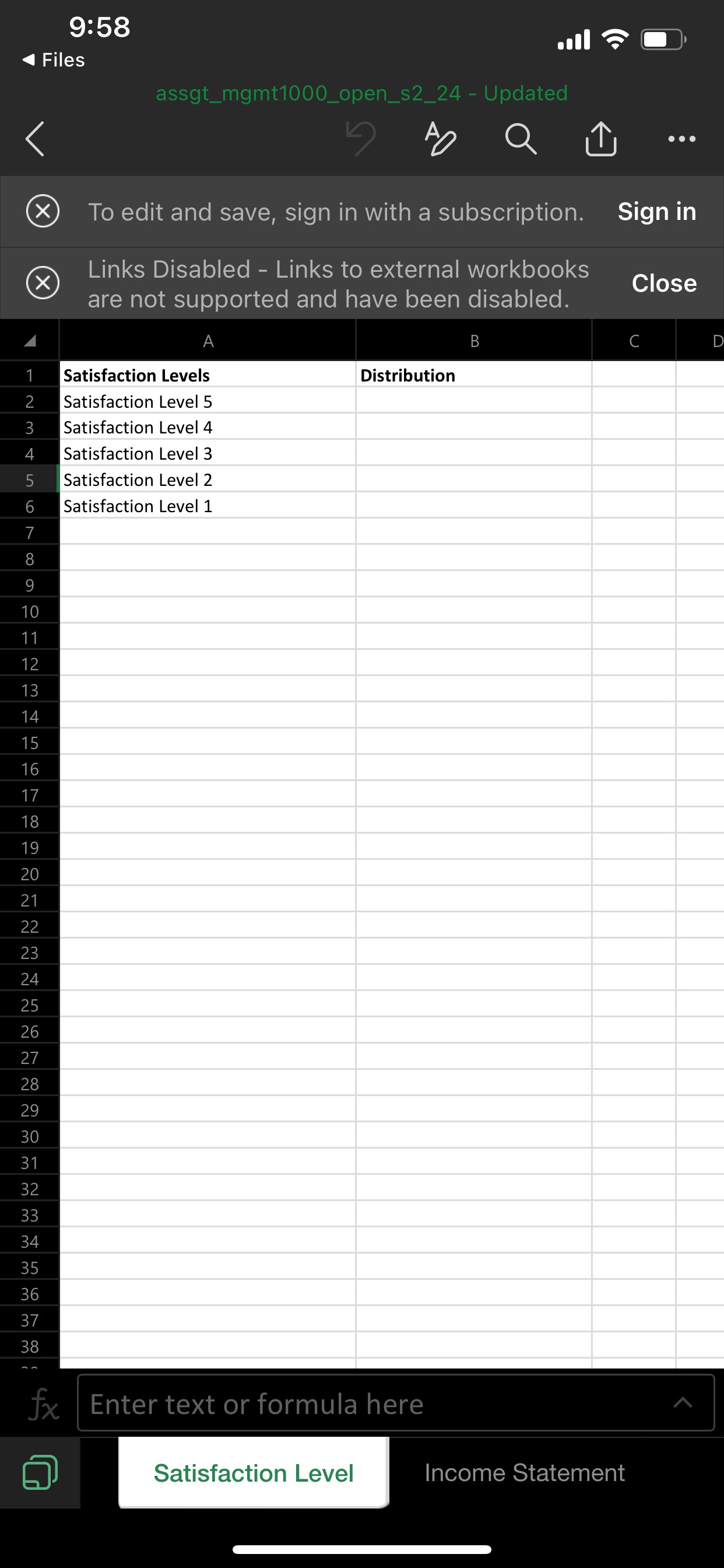 Solved Complete using the “Satisfaction Level” ﻿worksheet, | Chegg.com