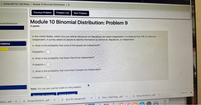 Solved Module 10 Binomial Distribution: Problem 9 (2 polnt) | Chegg.com