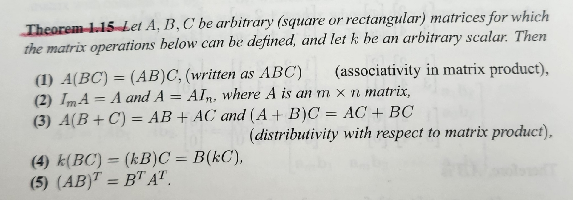 Solved Theorem-1.15 ﻿Let A,B,C ﻿be arbitrary (square or | Chegg.com