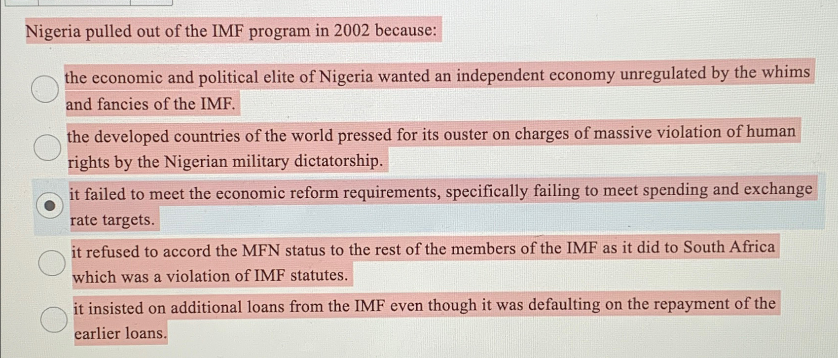 Solved Nigeria pulled out of the IMF program in 2002 | Chegg.com