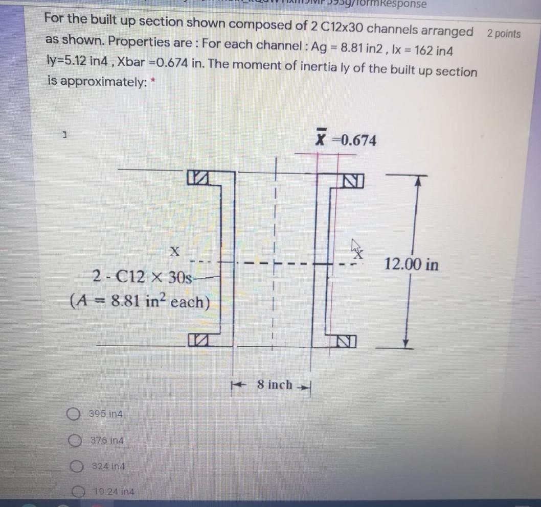 Solved ormResponse For the built up section shown composed | Chegg.com