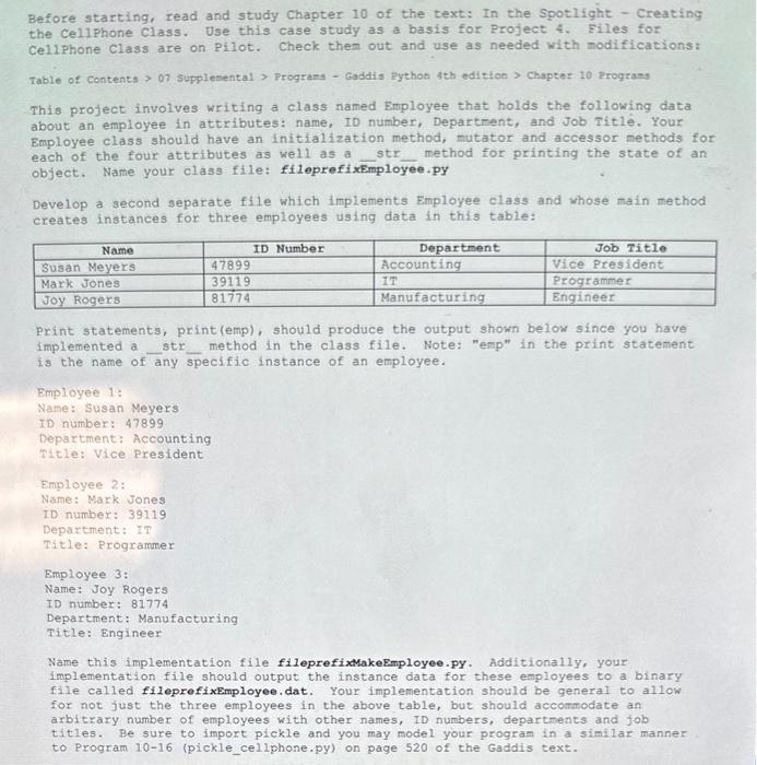 Solved Before starting, read and study Chapter 10 of the | Chegg.com
