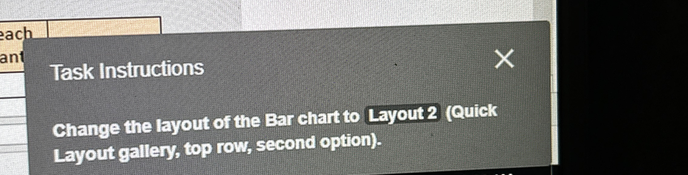 Solved Task InstructionsChange the layout of the Bar chart | Chegg.com