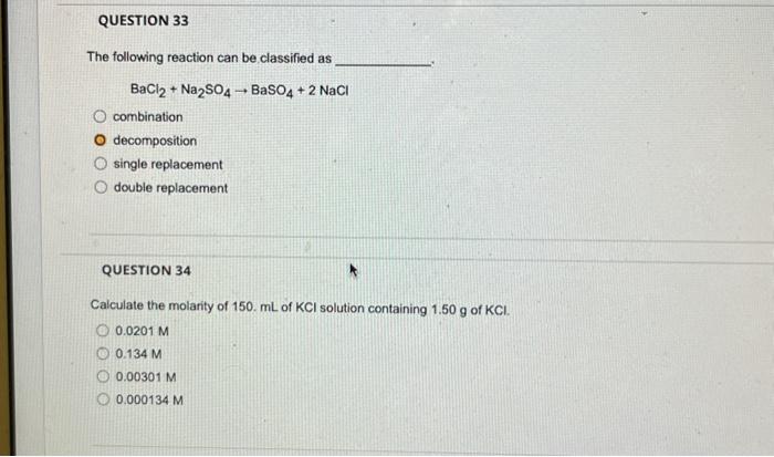 Solved The following reaction can be classified as \\[ | Chegg.com