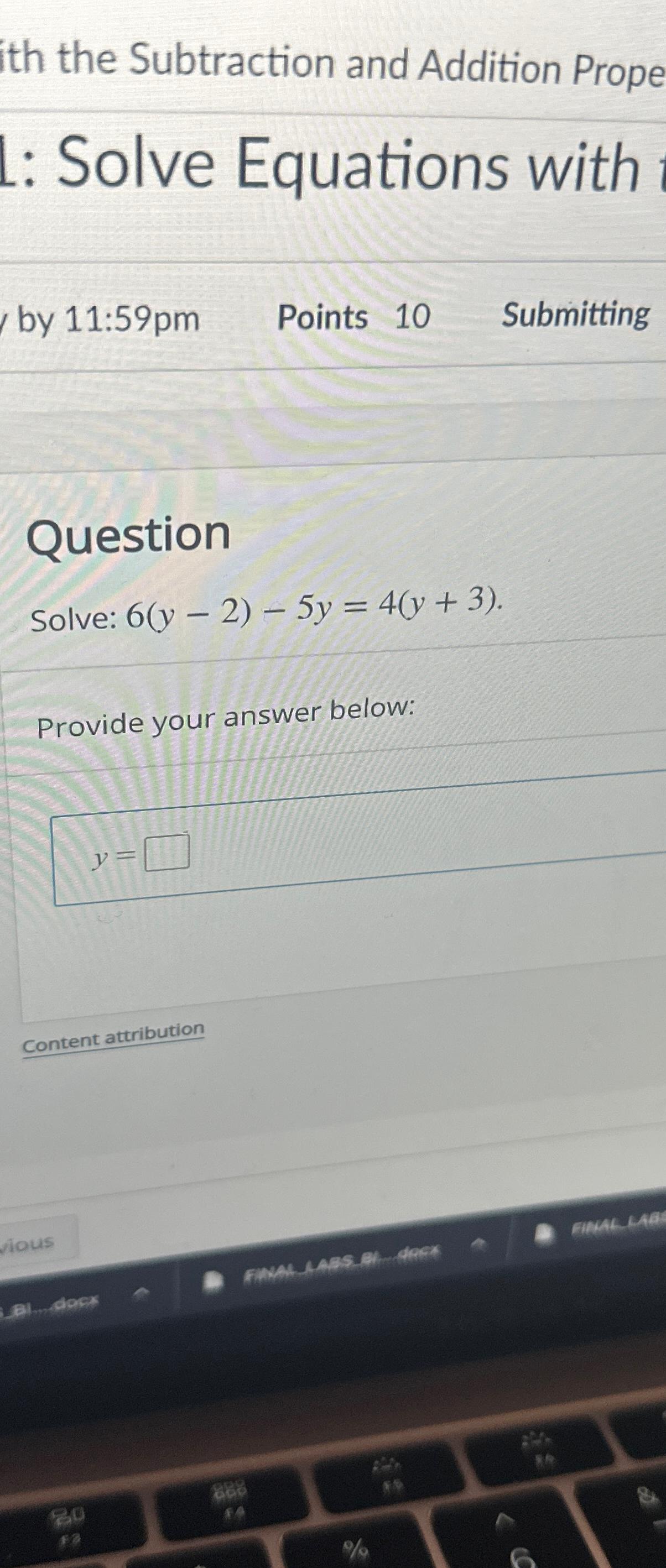Solved th the Subtraction and Addition Prope1: Solve | Chegg.com