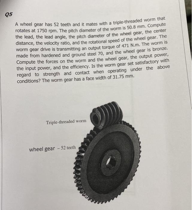 Solved A wheel gear has 52 teeth and it mates with a | Chegg.com