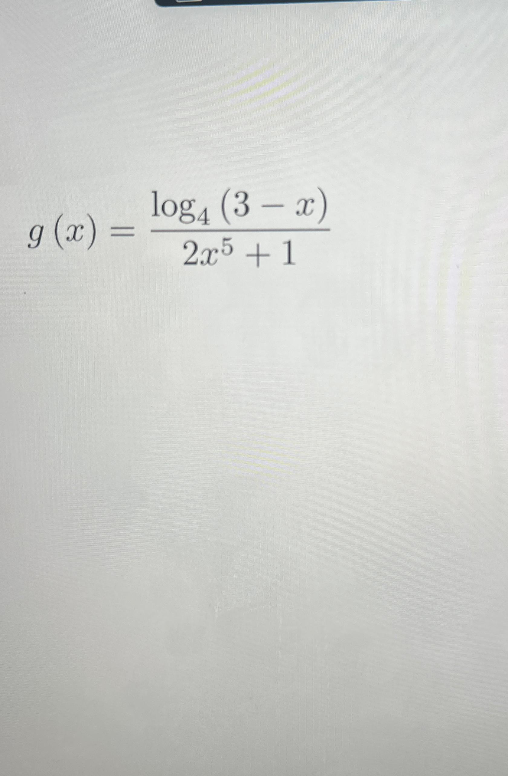 Solved g(x)=log4(3-x)2x5+1Find the derivative | Chegg.com