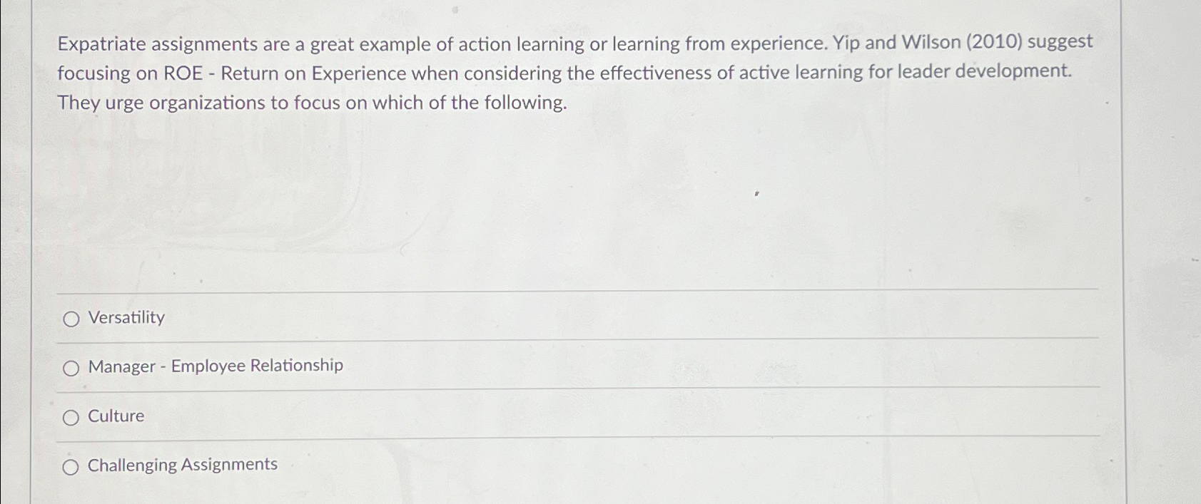 Solved Expatriate assignments are a great example of action | Chegg.com