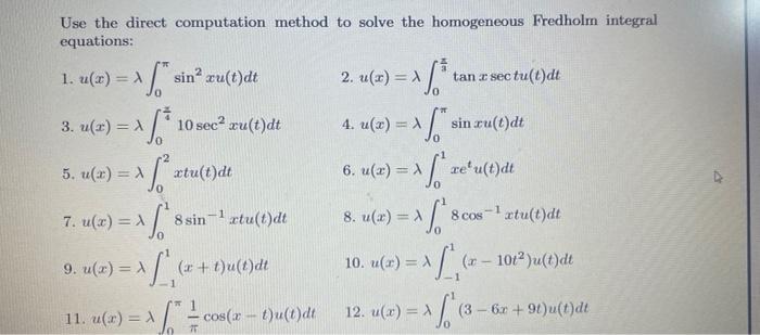 Solved Use the direct computation method to solve the | Chegg.com