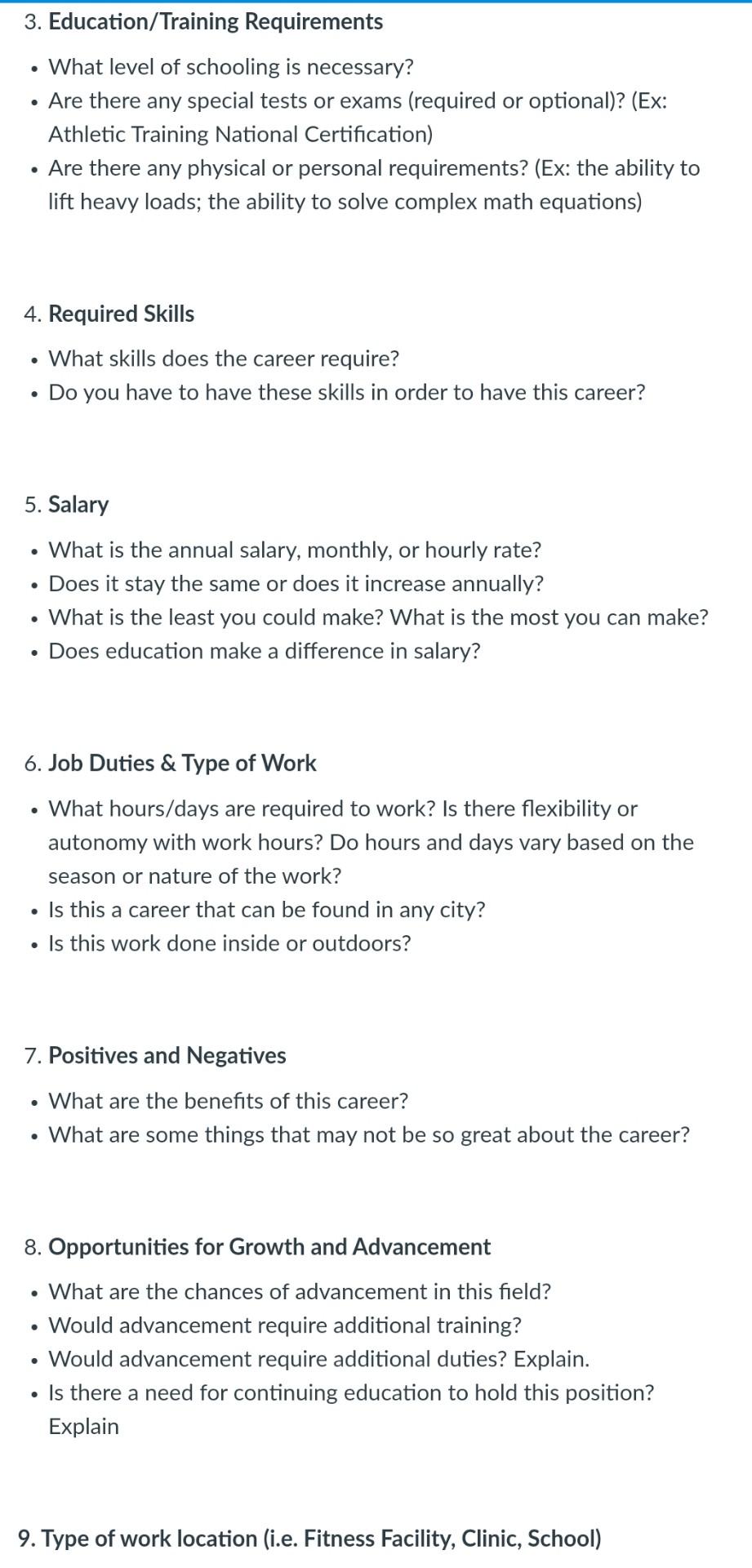 Solved . 3. Education/Training Requirements What level of | Chegg.com