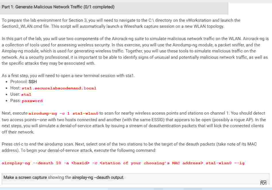 Solved Pait 1: Generate Malicious Nétwork Traffic (0/1 | Chegg.com