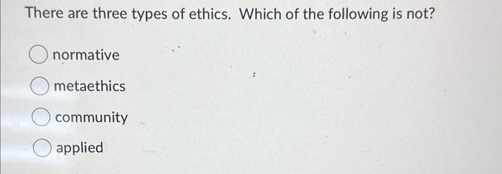 Solved There are three types of ethics. Which of the | Chegg.com