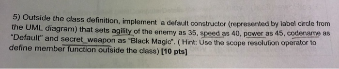 Solved 5 Outside The Class Definition Implement A Default 9545