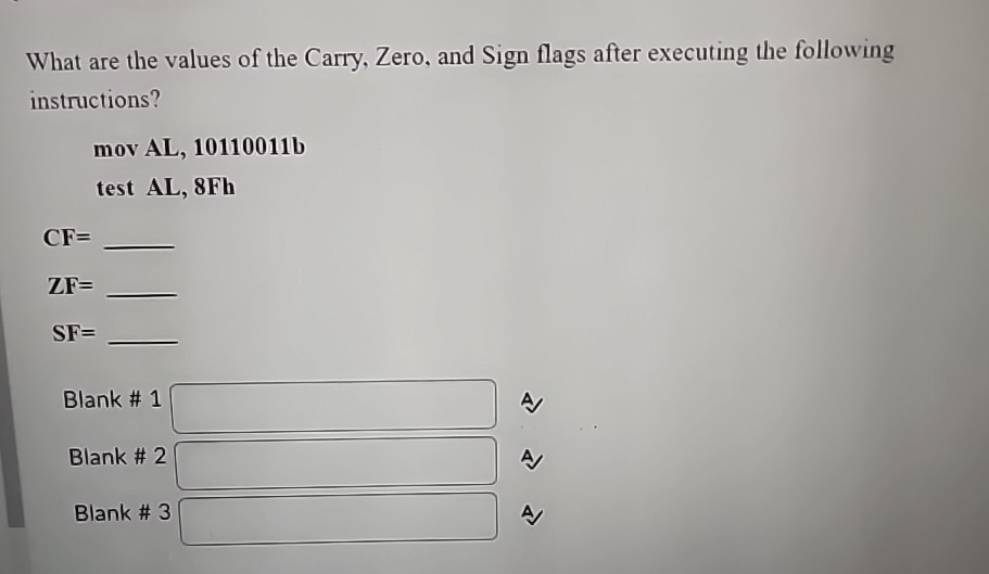 What are the values of the Carry, Zero, and Sign | Chegg.com