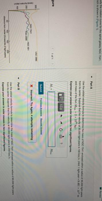 Solved udy the rotation curve for the spiral galaxy NGC 7541 | Chegg.com