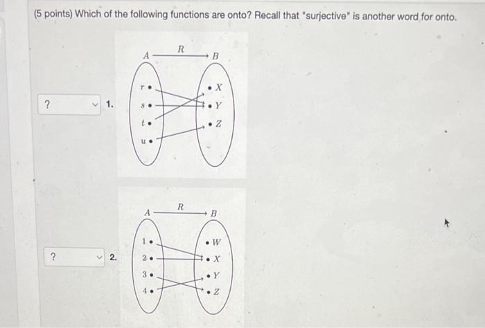 Solved (5 points) Which of the following functions are onto? | Chegg.com